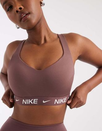 Nike Dri-FIT Indy - Sport-BH in Dunkellila mit hoher St&uuml;tzfunktion-Brown