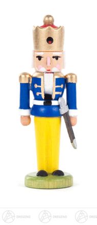 Dregeno Seiffen eG Min. Nussknacker K&ouml;nig blau/gelb