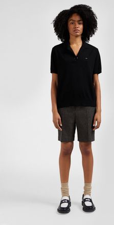 Eden Park Pull Manches Courtes &Agrave; Col Polo En Laine Noir Coupe Regular