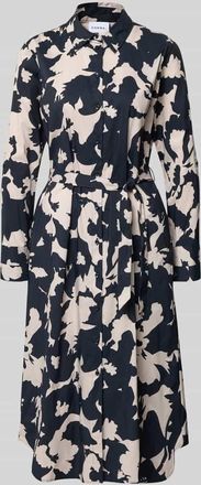 Comma Hemdblusenkleid im Allover-Look mit Bindeg&uuml;rtel