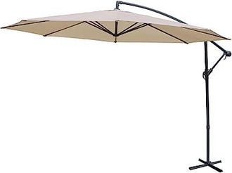 Alice's Garden Parasol d&eacute;port&eacute; &Oslash;350cm - Hardelot - Coloris Beige. structure anthracite. manivelle anti-retour