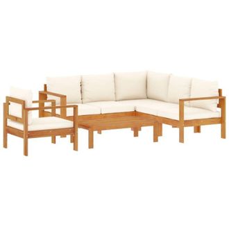 vidaXL Vidaxl - Salon de jardin avec coussins 5 pcs Bois dacacia solide