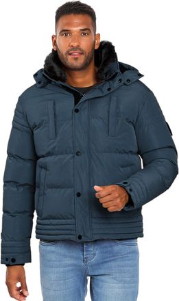 Alessandro Salvarini Winterjacke Herren - Wasserabweisend, Abnehmbare Kapuze, Gefüttert, Warm, Winddicht, Jacke Herren Winter Mann, Teddyfell Fell - Navy XXXL