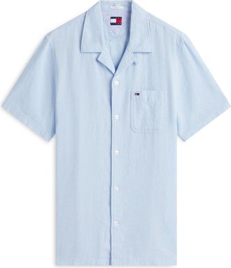 Tommy Hilfiger Kurzarmhemd mit Leinenanteil und Resort-Kragen in