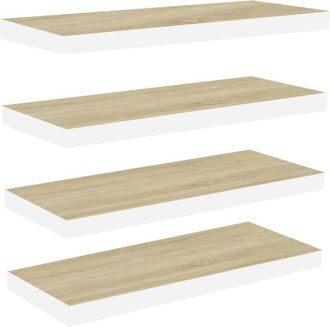 Generic Schwebendes Wandregal, 4 Stück, MDF, Hochglanz-Weiß, Schwebendes Regal, 23/40/50/60/80/90/120 cm, Wandregal für Wohnzimmer/Arbeitszimmer/Bad/Küche (60
