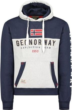 Geographical Norway Ferato Men - Sweat A Capuche Poches Homme - Sweatshirt Pull Logo Manches Longues Chaud - Hoodie Hommes Saison Printemps Ete Automne Hiver (Gris Clair 