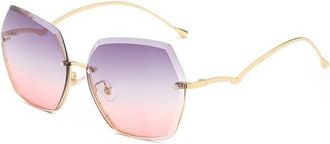 Generic 2026 2024 Neue Halbrahmen-Sonnenbrille aus Metall mit Schnittkante, modische Herren- und Damen-Sonnenbrille mit Farbverlauf und UV-Schutz, A5, Taille 