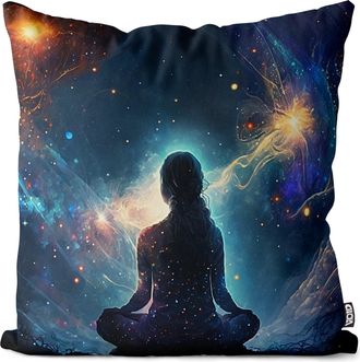Void Watches Universum Yoga Spirit Kissenbezug Kissenhülle Sofa Couch Wohnzimmer Dekoration wasserfest Outdoor Garten Kissen bezug deko, Kissen Größe:40 x 40 cm