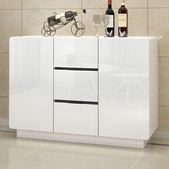 Generic Aufbewahrungsschrank, vielseitiger Aufbewahrungsschrank f&uuml;r Zuhause, modernes wei&szlig;es Sideboard mit Schubladen und verstellbaren Einlegeb&ouml;den f&uuml;r Wein,