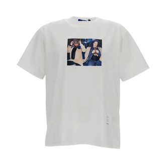 Junya Watanabe Homme, Tops, Blanc, Taille: S MAN Graphic-print T-Shirt