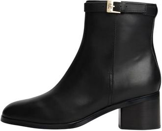 Tommy Hilfiger Bottines Femme Buckle Riding Mid Heel Cuir, Noir (Black), 40