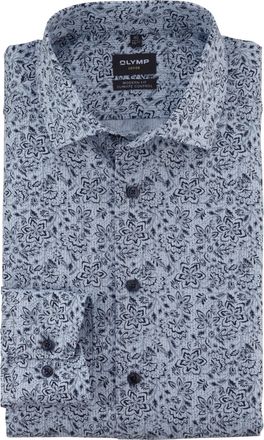 Olymp Herren Oberhemd Langarm Luxor 24/Seven,Rotationsdruck auf Streifen,465 Modern Fit 20,19 Global Kent,bleu 11,42