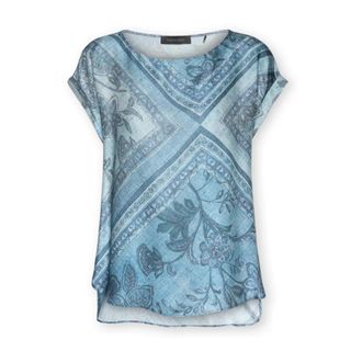 Elena Miro Bedruckte Viskose-Satin-Bluse - - Blouses & Shirts - Damen - Blau - 6XL