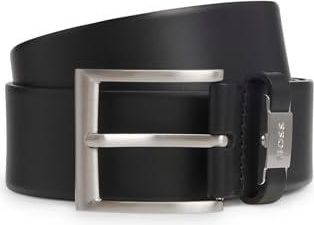 BOSS Hommes Connio Ceinture en cuir italien avec passant logot&eacute; et d&eacute;tail m&eacute;tallique bross&eacute;