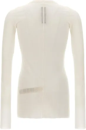 Rick Owens Ribbed Viscose-Silk Blend T-Shirt - White