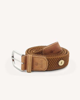 Faguo Ceinture tress&eacute;e camel et argent&eacute;