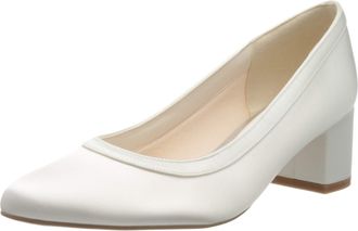 Rainbow Club Brautschuhe Wendie - Damen Pumps, Ivory/Creme, Satin, Bequem Gepolstert, Hochzeitsschuhe, Blockabsatz - Gr 41.5 EU (8.5 UK)