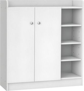HOMCOM Homcom - Schuhschrank Schuhregal Allzweckschrank Kommode Dielenschrank Highboard Schrank Ablage Regal 2-Türig 4 Fächer Weiß 83 x 30 x 90 cm