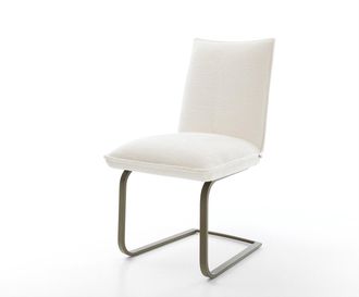 DELIFE Freischwinger Lelio-Flex Boucl&eacute; Soft Beige Freischwinger flach Effektfinish Titan Taschenfederkern, Esszimmerst&uuml;hle