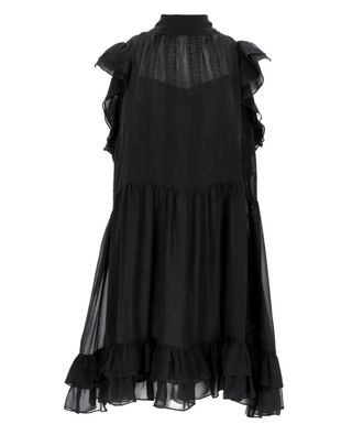 Ulla Johnson Black Sheer Chiffon Silk Mini Dress Size XXS