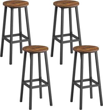 Vasagle Tabourets de Bar, Lot de 4, Chaises, Si&egrave;ge Haut, Cadre M&eacute;tallique, Montage Facile, Hauteur 74 cm, Repose-pieds, pour Cuisine, Salon, Salle &agrave; Manger