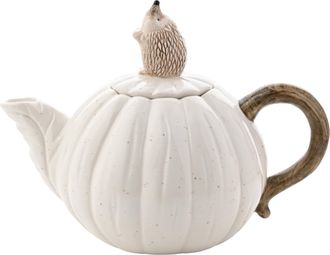Widdop and Co Country Living Teekanne Igel, Keramik, weiß glasiert, Heimdekoration, Geschenk für Tee, Kaffee, Küche und Dinnerpartys, Tier- und Naturliebhaber, H 16
