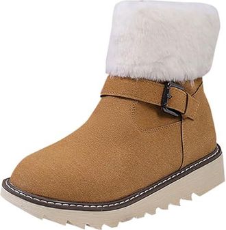 Generic Bottes dhiver pour femme avec doublure en fausse fourrure - Style d&eacute;contract&eacute; et &eacute;l&eacute;gant - Fermeture &eacute;clair lat&eacute;rale - Semelle &eacute;paisse - Chaudes et co