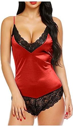Generic Sous-v&ecirc;tements sexy en dentelle pour femme, rouge, XXL