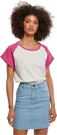 Urban Classics Femme T-shirt pour Femme Contrast Raglan T shirt, Gris Clair/Rose, L EU