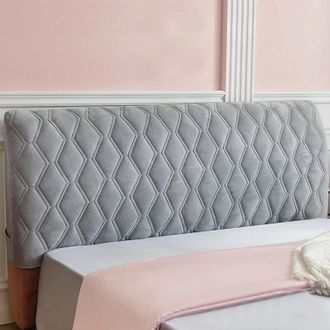 Generic Samtgesteppte Bettkopfteil Bezug Dicke, staubdichte Kopfteil Bezug Gepolsterte Schutzh&uuml;lle f&uuml;r Schlafzimmer Kristallgrau Queen-Size: 160 cm (63 Zoll)