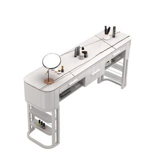 Generic Manicure Table Station Modern with Storage Drawers & Open Shelves for Nail Technicians Professional Nail Tech for Beauty Spa Salon Retailers