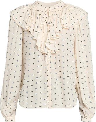 Veronica Beard Femme, Blouses et Chemises, Beige, Taille: 42 FR Gomez Blouse &agrave; Volants et Manches Longues