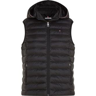 Tommy Hilfiger Veste sans Manches Femme Padded Global Stripe Vest avec Capuche, Noir (Black), XXL