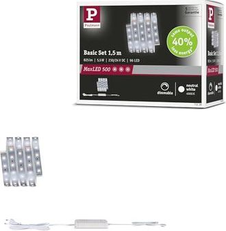 Paulmann 71238 MaxLED 500 LED Strip Neutralwei&szlig; Basisset 1,5m 5,5W 550lm/m 64 LEDs/m 4000K 20VA