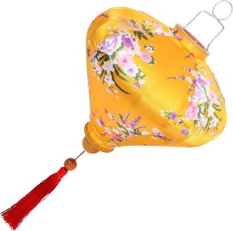 Valiclud Vietnamesische Laterne Rautenform 12 Zoll H&auml;ngelaterne Gelb Seidenlaterne Au&szlig;en Dekoration Chinesisches Neujahrsfest Hochzeit Party