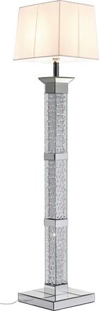 Ambia Home Stehleuchte, Silber, Textil, quadratisch,quadratisch, 35x162.5x40 cm, RoHS, Lampen & Leuchten, Innenbeleuchtung, Stehlampen, Stehlampen