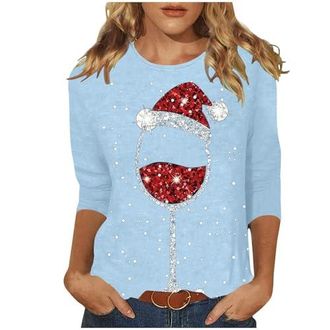 Generic Pull No&euml;l Femme Rigolo Sweat Hiver Dr&ocirc;le et Moche Polaire Chaud Drole No&euml;l Pull Manches 3/4 Ugly Sweat Oversize col Rond Hiver Chaud Polaire Merry Chr