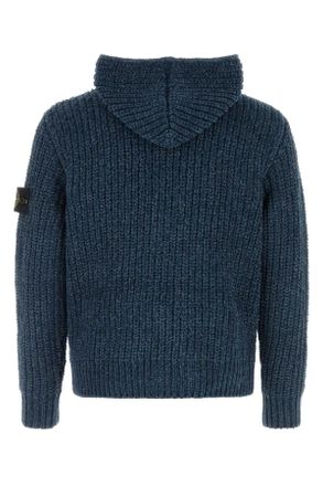 Stone Island Chunky-Knit Cotton Hoodie - Blue