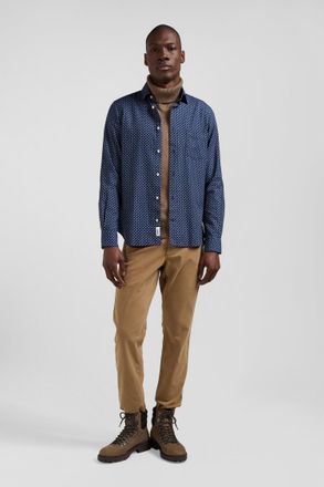 Eden Park Chemise En Popeline De Coton Indigo Imprim&eacute; Graphique Coupe Slim