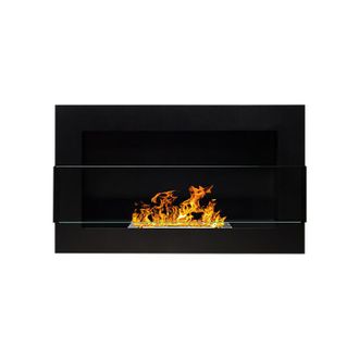 Selsey Selsey ASTRALIS - Wandkamin / Bioethanol-Kamin mit Sicherheitsglas, rechteckig, 65 x 40 cm (Schwarz mit Struktur)