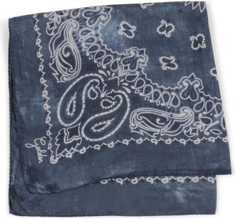 Golden Goose Homme, Accessoires, Bleu, Taille: ONE Size Foulard en soie &agrave; imprim&eacute; cachemire