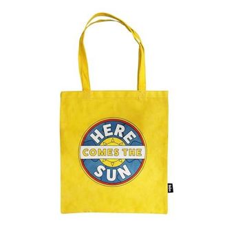 Half Moon Bay Here Comes The Sun - The Beatles - Sac d&eacute;picerie r&eacute;utilisable jaune vif 41,9 x 38,1 cm 100 % coton recycl&eacute;, Jaune soleil, 16.5 x 15 Inch