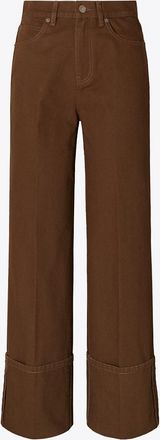 Tory Burch Damen Jeans mit geradem Beinschnitt und Umschlag