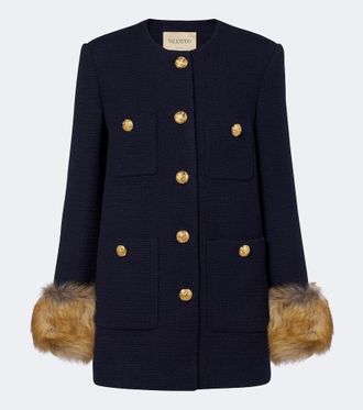 Valentino Veste en laine m&eacute;lang&eacute;e et shearling