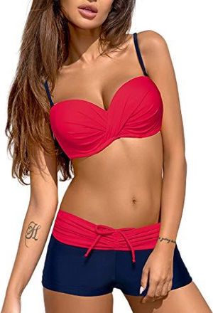 Generic Bikini pour femme - Sexy et &eacute;l&eacute;gant - Deux pi&egrave;ces - Col en V - Triangle - Push Up - Bikini - Maillot de bain - Maillot de bain incurv&eacute; - Haut de bikin
