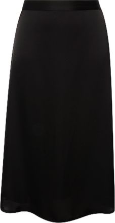 Ulla Popken Damen gro&szlig;e Gr&ouml;&szlig;en &Uuml;bergr&ouml;&szlig;en Plus Size Satin-Midirock, A-Linie, Komfortbund schwarz 58+ 822534100-58+