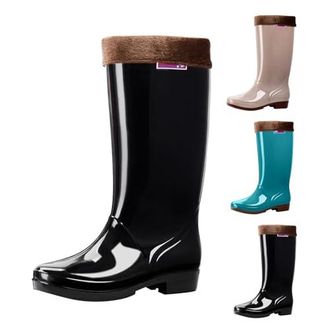 Generic Bottes de pluie hautes pour femme, bottes dhiver chaudes, imperm&eacute;ables et antid&eacute;rapantes en caoutchouc, l&eacute;g&egrave;res et confortables, durables pour la marc