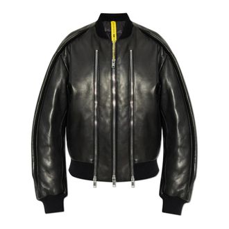 Moncler 6 Moncler Willow Smith Iali Leder Bomberjacke - - Jackets - Damen - Schwarzk - S