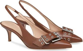 Generic Escarpins à Bout Pointu pour Femmes, Chaussures à Talons Bas en Cuir à Bride arrière Tendance, Chaussures de soirée de Mariage élégantes à Boucle,Marr