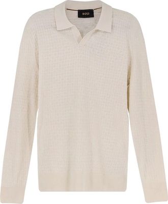 HUGO BOSS Homme, Tops, Blanc, Taille: XL Haut &agrave; manches longues &agrave; col en V